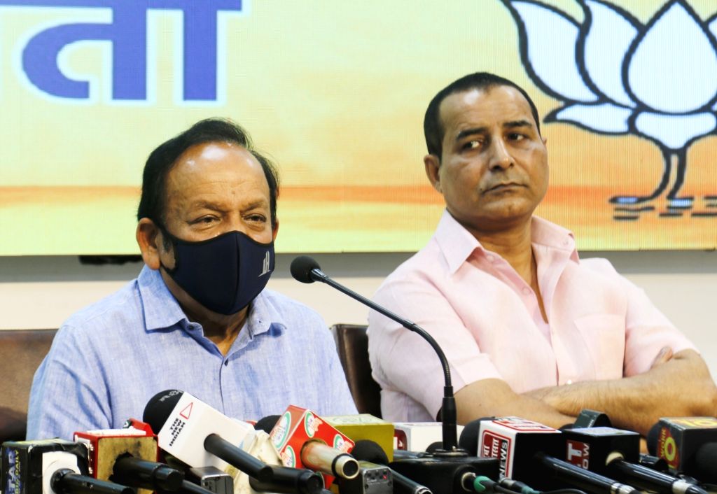 BJP MP Dr. Harshvardhan addresses a press conference