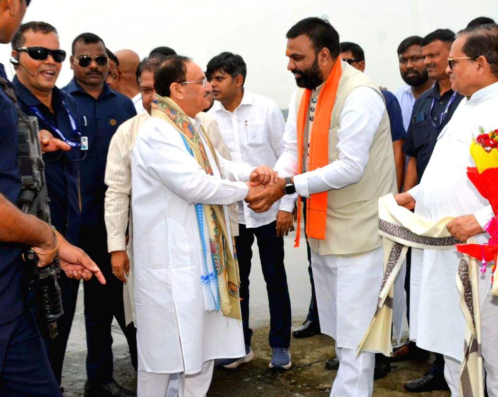 BJP National President J.P. Nadda arrives in Bihar