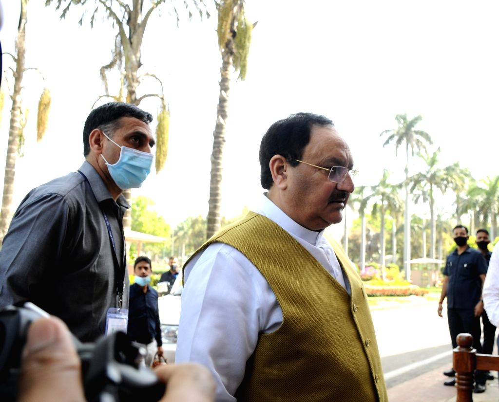 BJP National President JP Nadda arrives at the Parliament