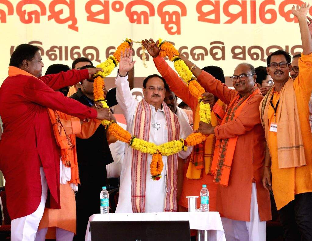 BJP National President JP Nadda attends a public meeting ahead of Lok ...