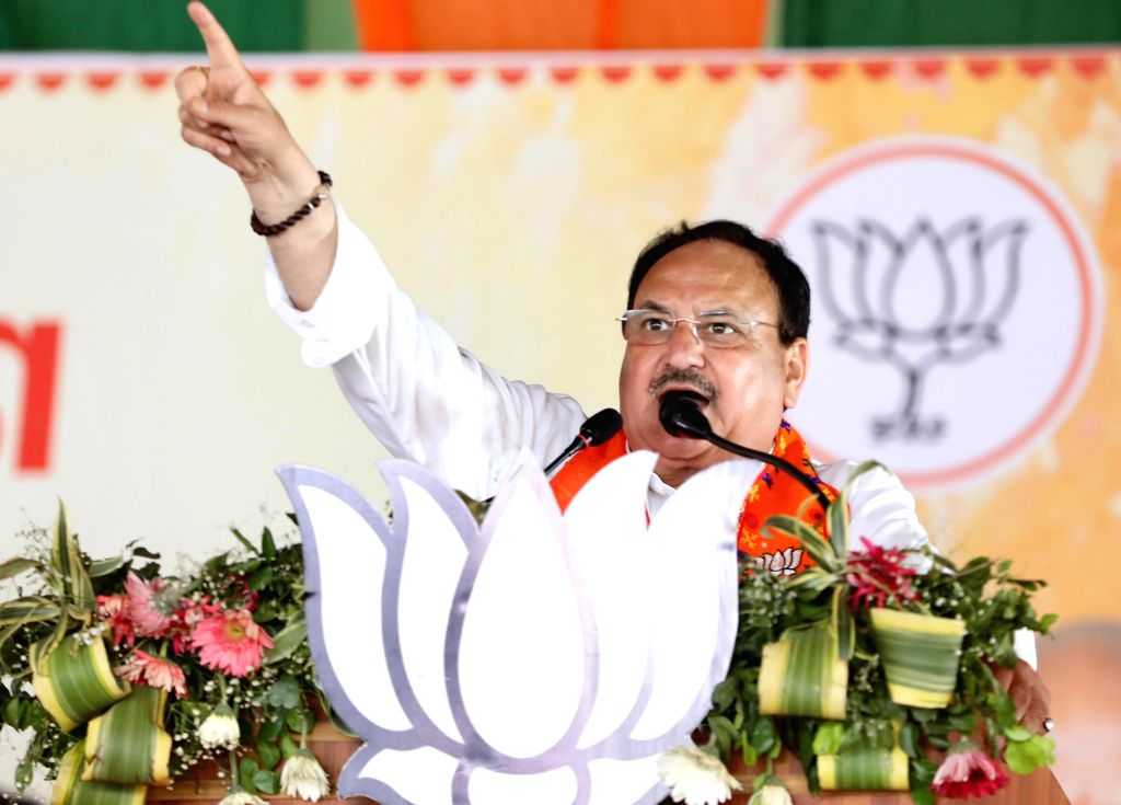 BJP National President JP Nadda attends a public meeting ahead of Lok ...