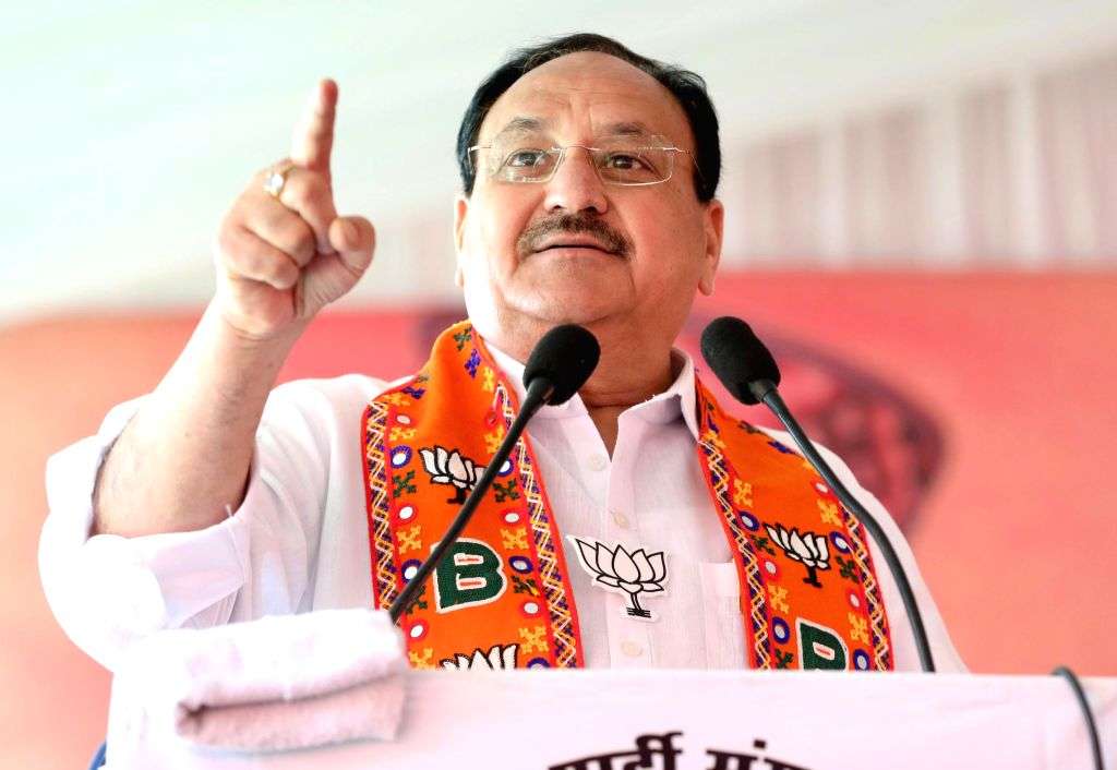 BJP National President JP Nadda during an election rally amid Lok Sabha ...