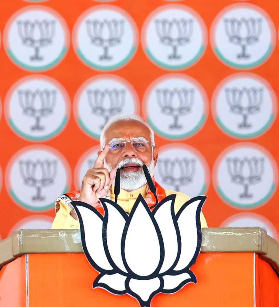 BJP Prime Minister Narendra Modi attends a public meeting ahead of Lok ...