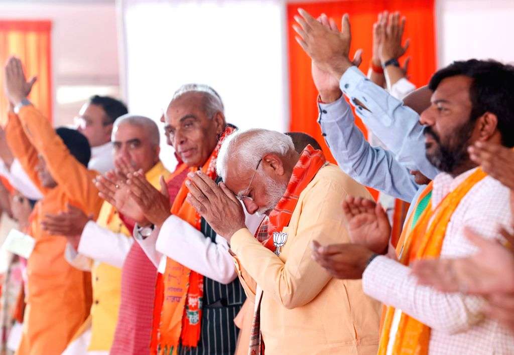 BJP Prime Minister Narendra Modi attends a public meeting ahead of Lok ...