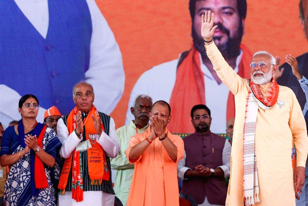 BJP Prime Minister Narendra Modi attends a public meeting ahead of Lok ...