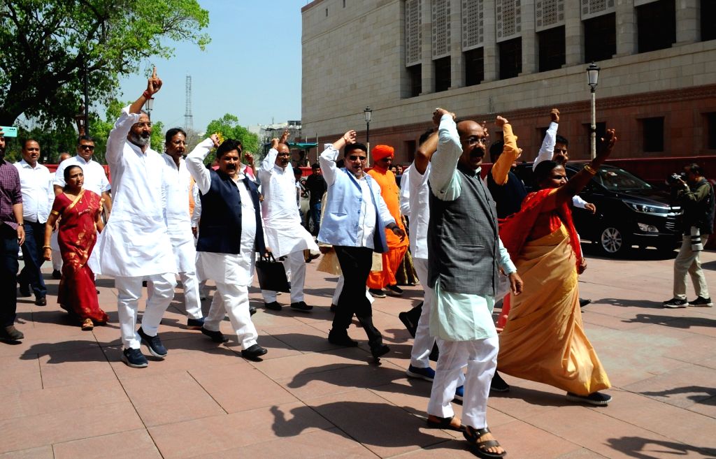 Free Photo : BJP's OBC MPs march from Parliament House to Vijay Chowk ...
