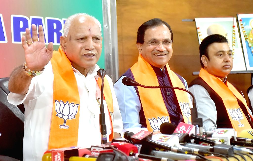 BJP senior leader BS Yeddiyurappa addresses a press conference
