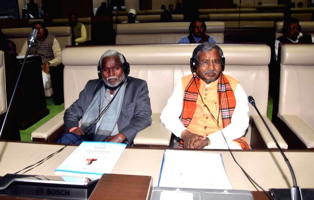 BJP State President Babulal Marandi and MLA Champai Soren attend the ...