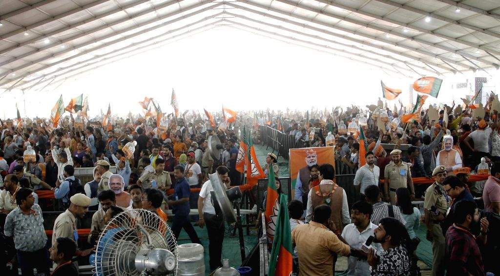BJP supporters during Prime Miniser Narendra Modi's election rally, in ...