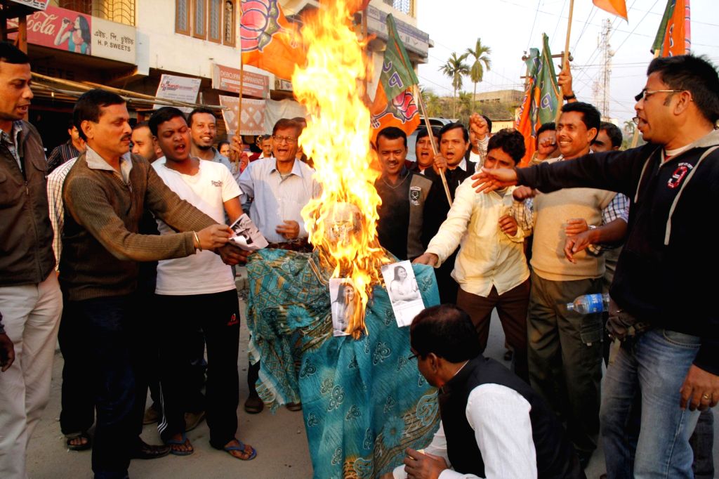 BJP protest against Ranee Narah
