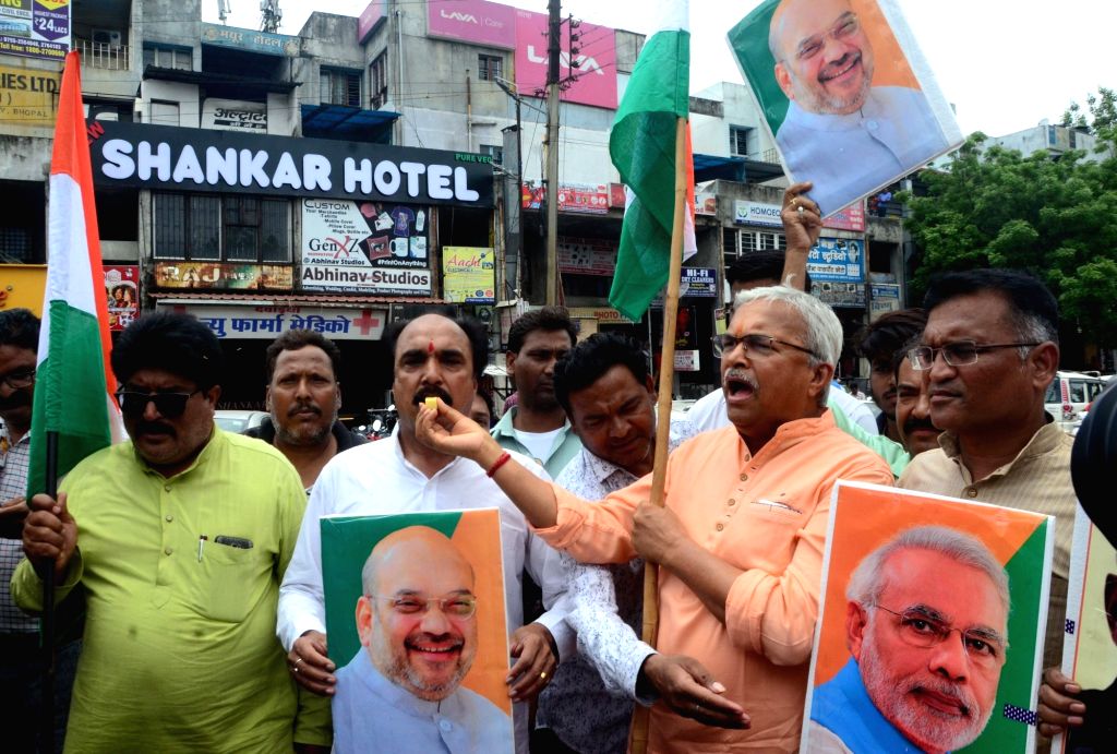 BJP workers celebrate Union Govt's Kashmir decision