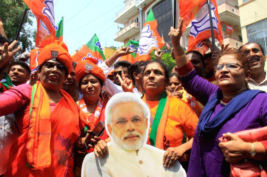 BJP sweeping Lok Sabha elections, party workers celebrate