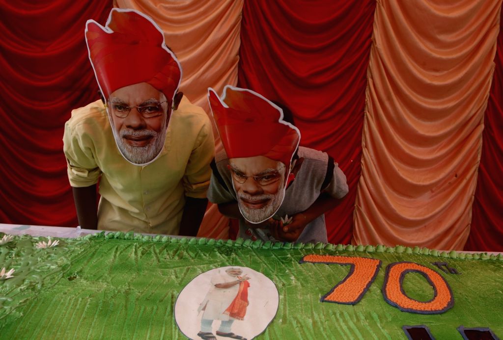 BJP workers celebrate PM Modi's 70th birthday