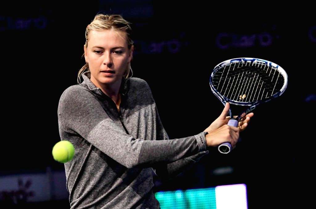 Maria Sharapova of Russia participates in a tennis practice with ...
