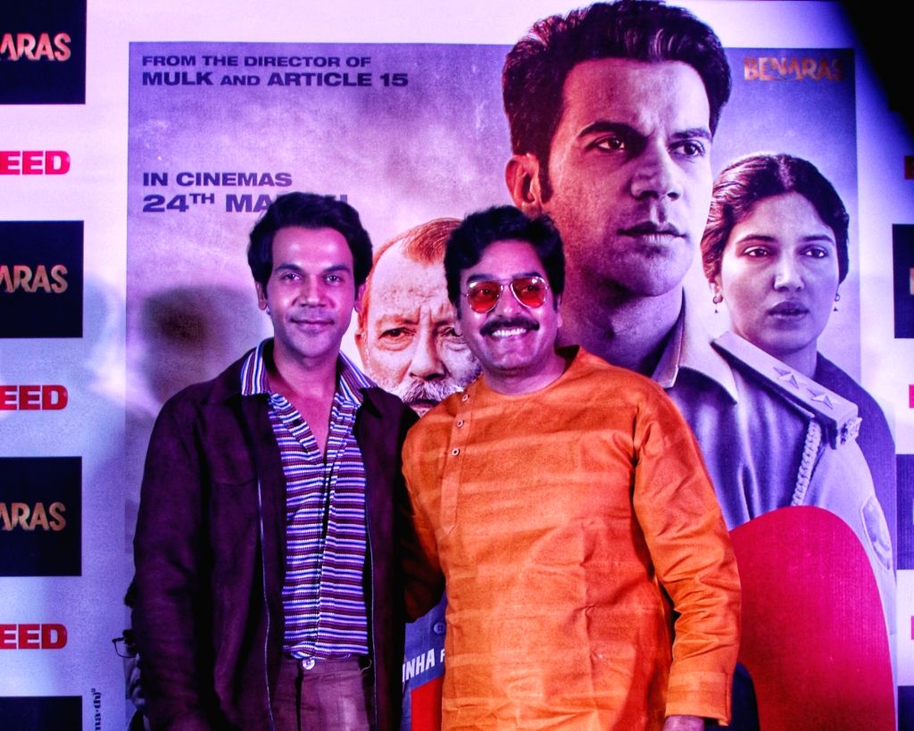 Bollywood actors Rajkummar Rao and Ashutosh Rana pose for a photograph