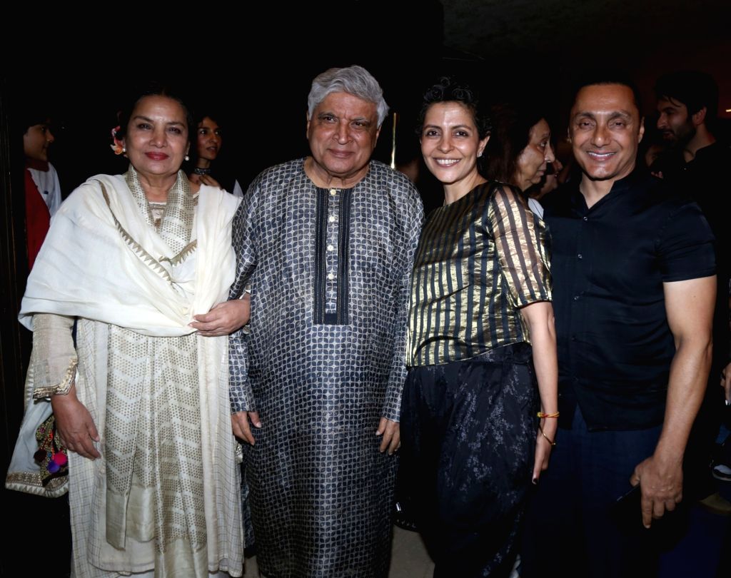 : Mumbai: Bollywood actress Shabana Azmi with lyricist Javed Akhtar and ...