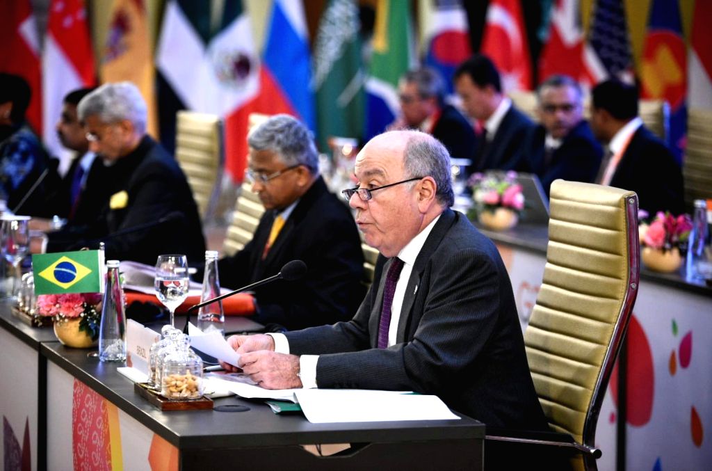 Brazil's Foreign Minister Mauro Vieira speaks during the first session ...