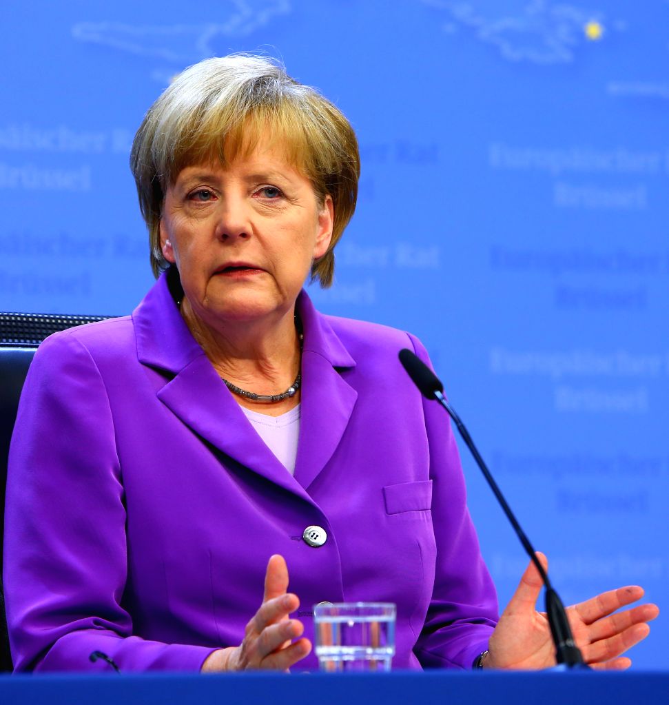 Angela Merkel holds a press conference after a European Union (EU ...