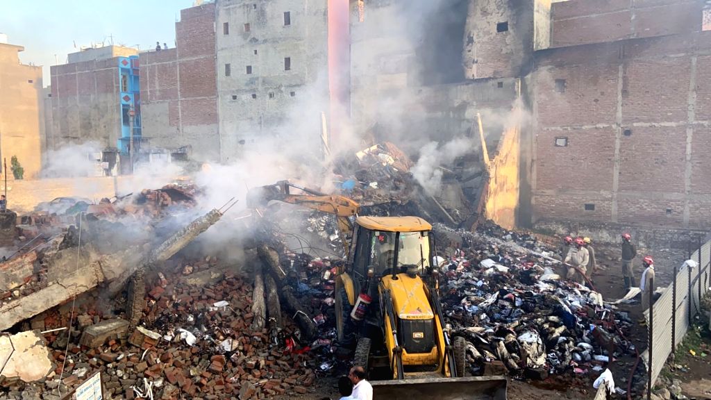 Building collapses in Delhi's Badarpur after fire breaks out