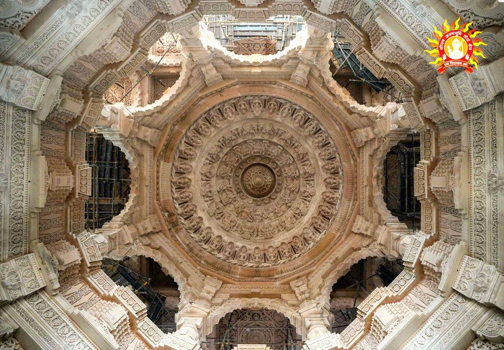 Carvings inside the under-construction Shri Ram Janmabhoomi temple