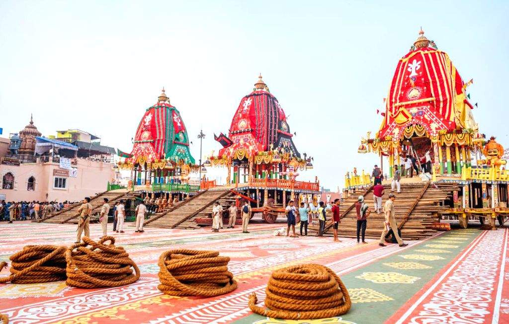 Chariots are decked up for the Rath Yatra of Lord Jagannath