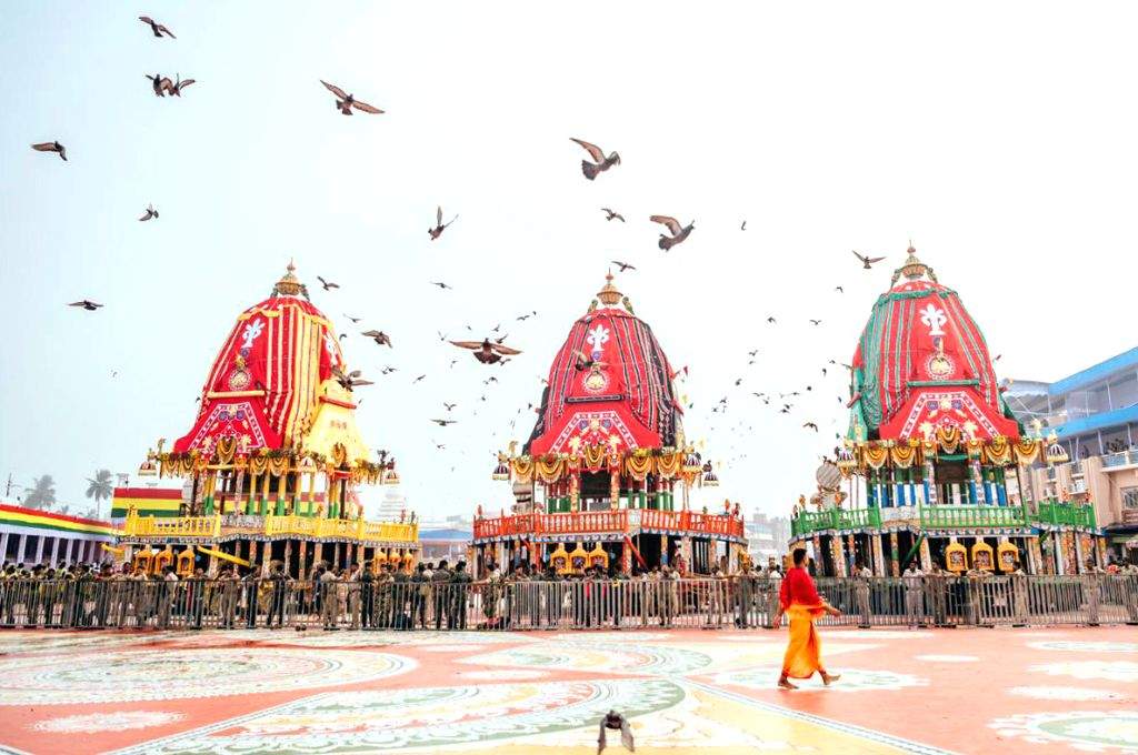 Chariots are decked up for the Rath Yatra of Lord Jagannath