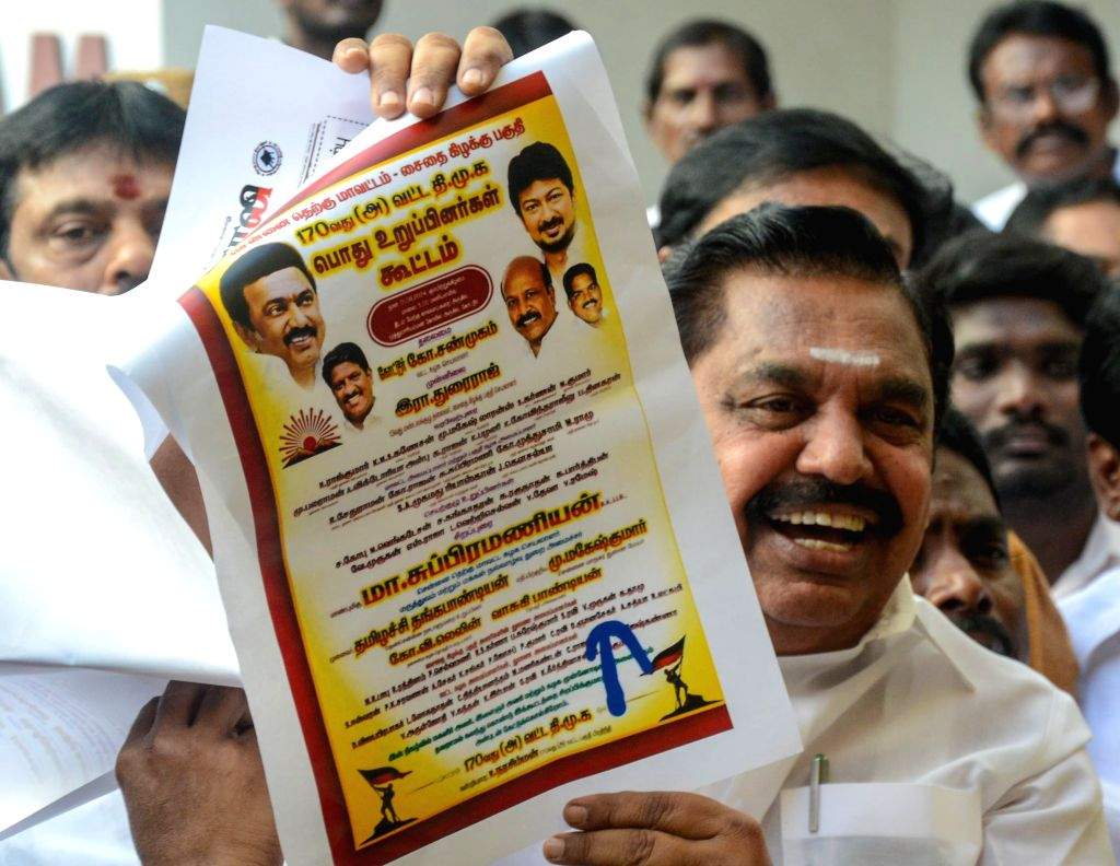 AIADMK General Secretary Edappadi K. Palaniswami addresses a press ...