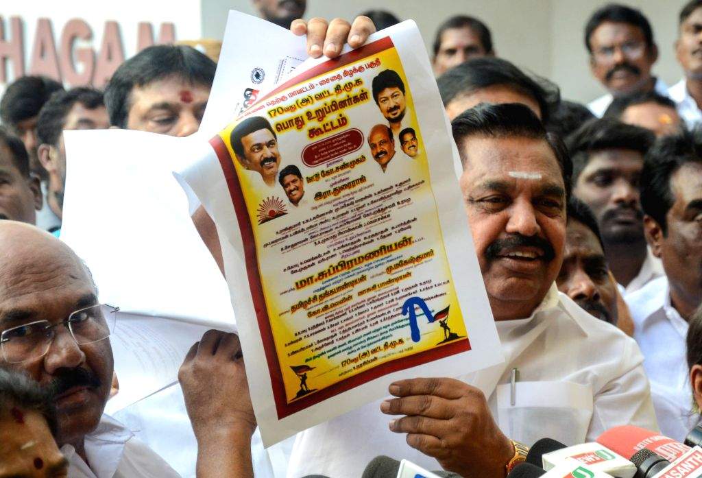 AIADMK General Secretary Edappadi K. Palaniswami addresses a press ...