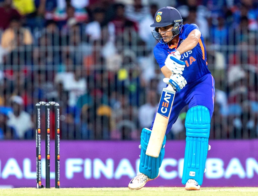 India's Shubman Gill plays a shot