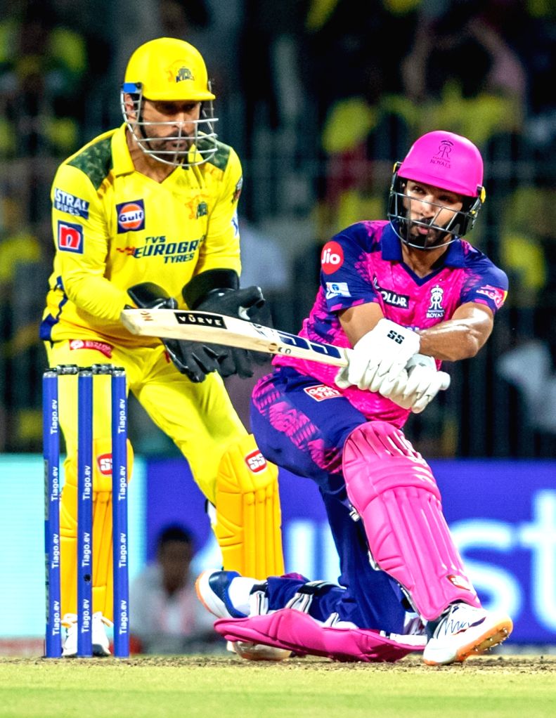 RR batsman Devdutt Padikkal plays a shot