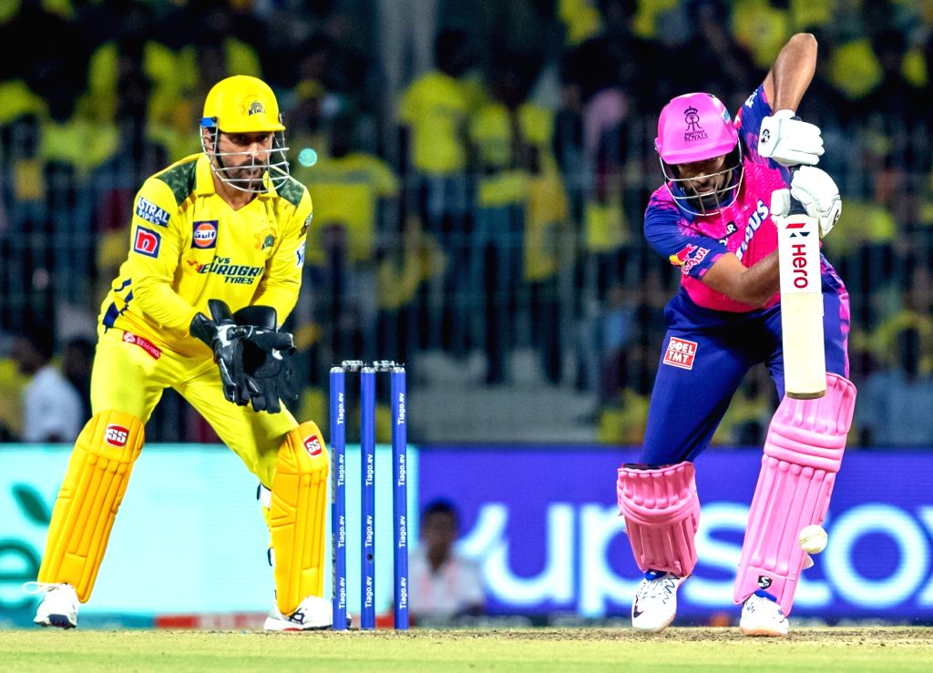 RR's Ravichandran Ashwin plays a shot during the IPL 2023 match