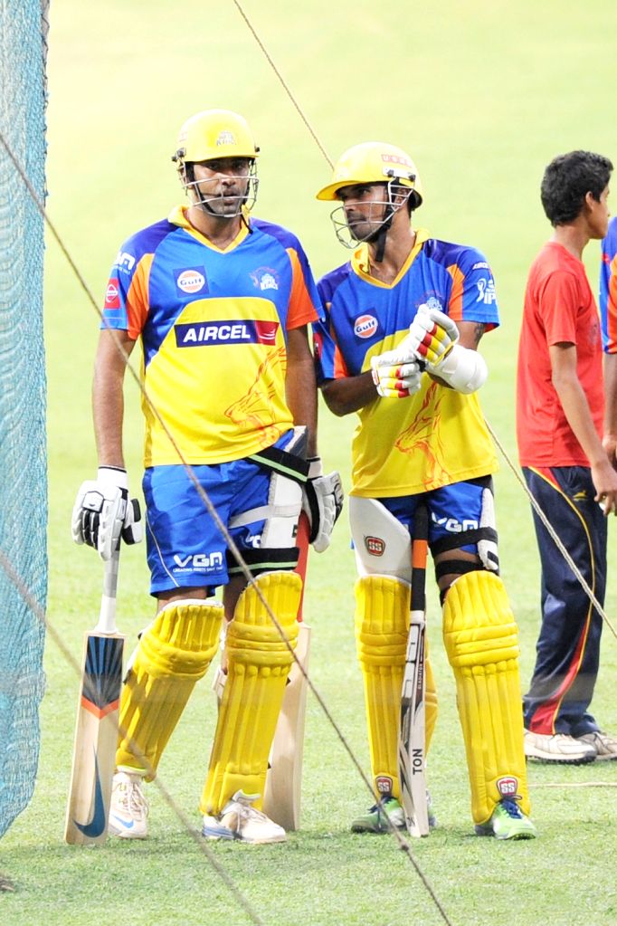 Chennai Super Kings players at a practice session