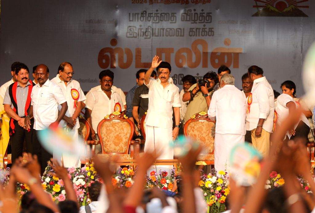 Chennai Tamil Nadu Chief Minister Mk Stalin During An Election Rally