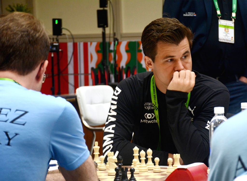 World Chess Champion Magnus Carlsen during his first match of the 44th ...