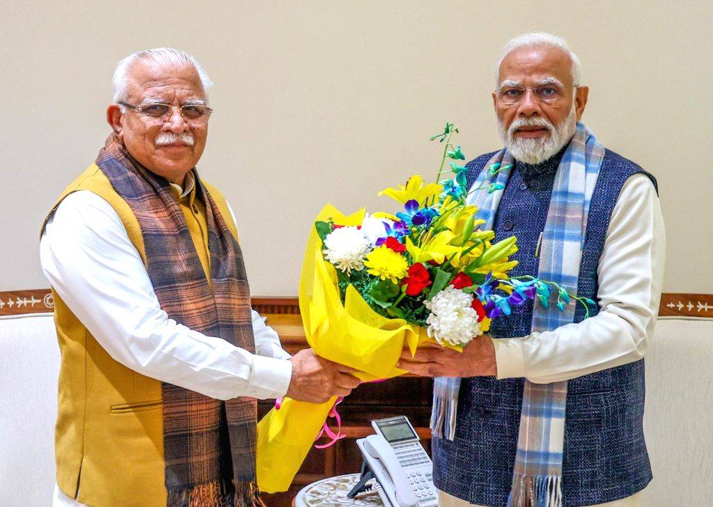Chief Minister of Haryana Manohar Lal meets Prime Minister Narendra Modi