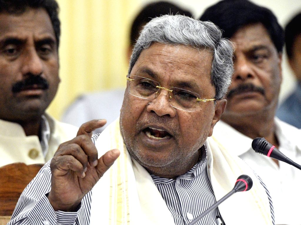 Chief Minister of Karnataka Siddaramaiah addresses the press conference