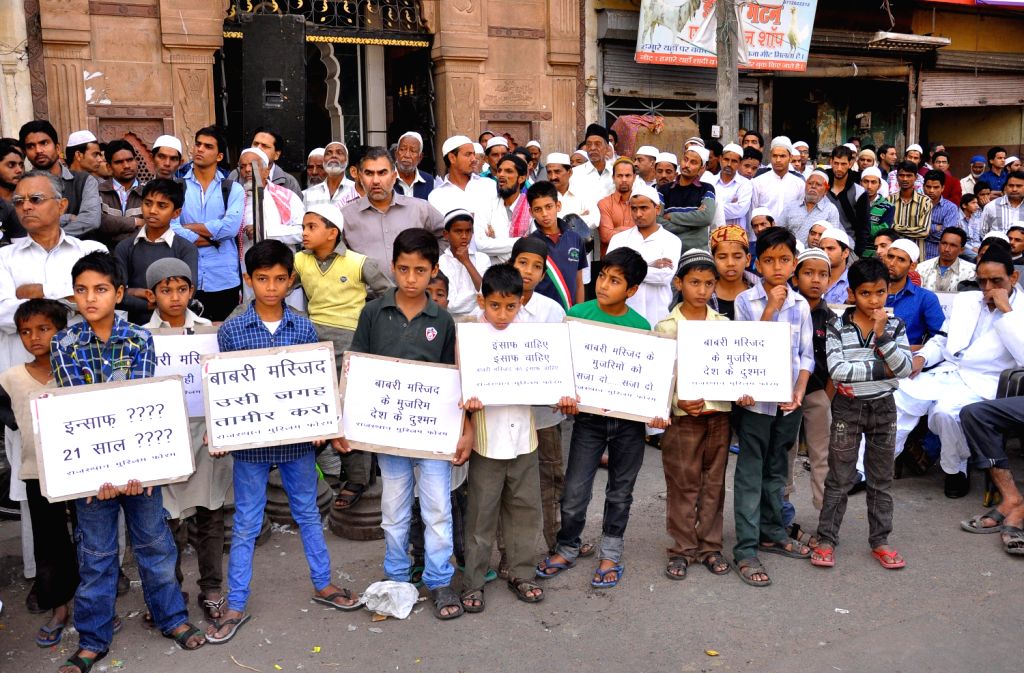 Children protest on the 21st anniversary of Babri Mosque demolition