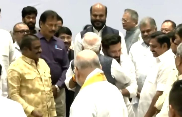 Chirag Paswan touches PM Modi's feet during NDA meet