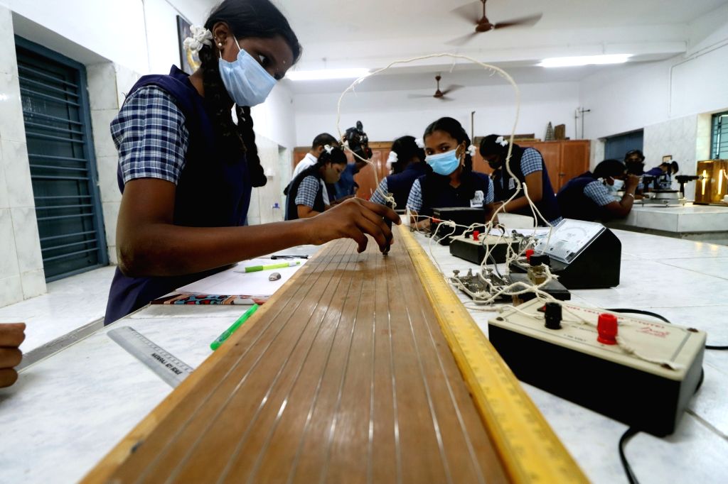 Class 12th students attend State Board Practical exam
