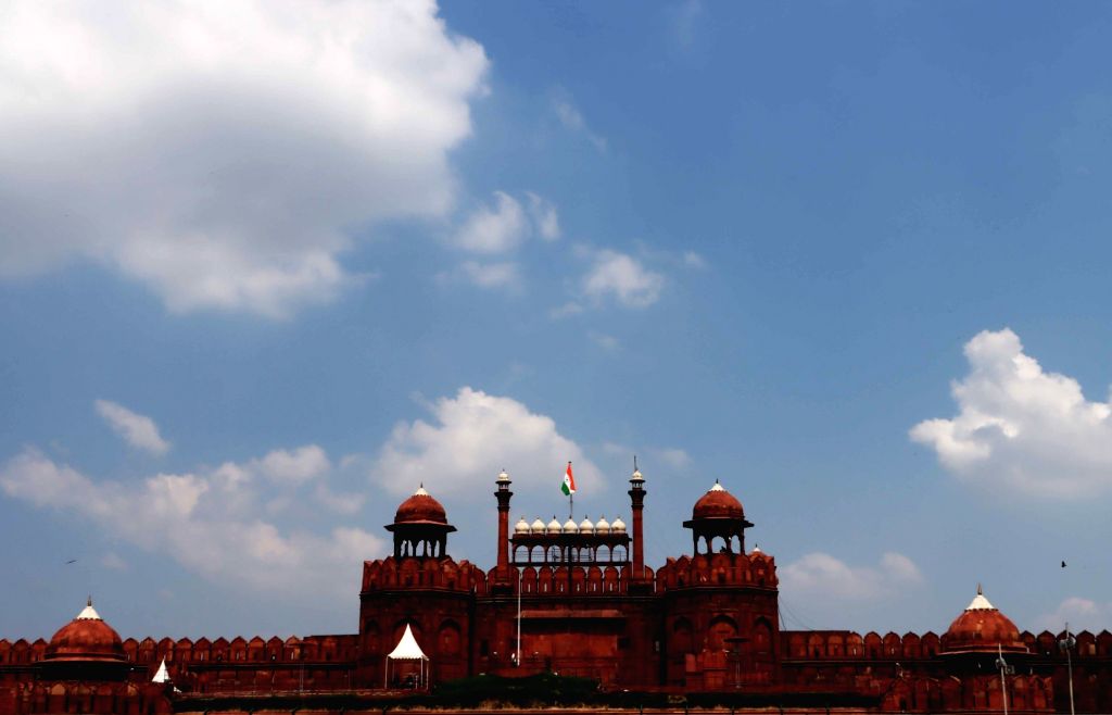 Clouds hover over the Red Fort