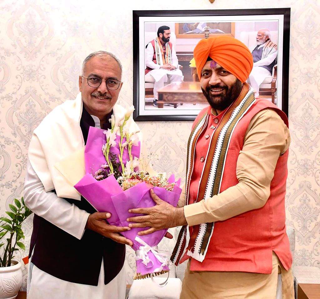 CM Nayab Singh Saini greets Sanjay Bhatia