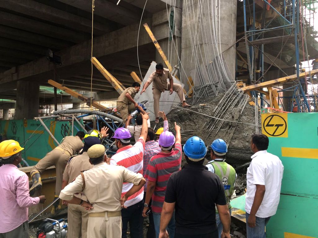 Three injured as concrete slab of Lucknow Metro caves in