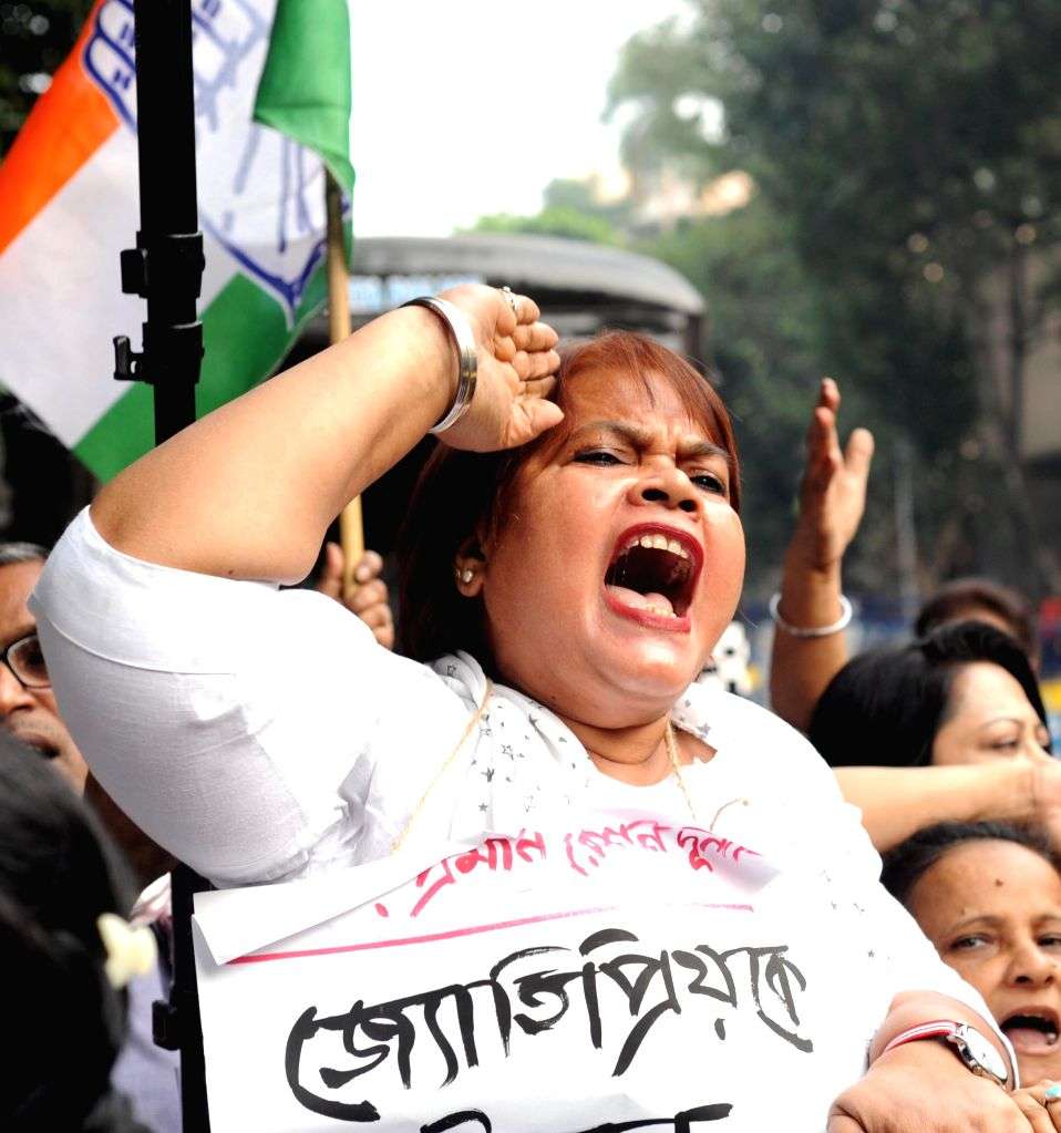 Congress activists during a protest rally against state government over ...