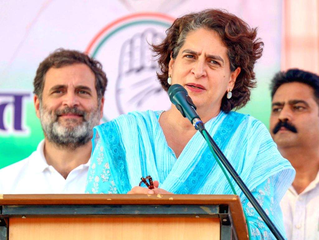 Congress General Secretary Priyanka Gandhi Vadra addresses a public meeting