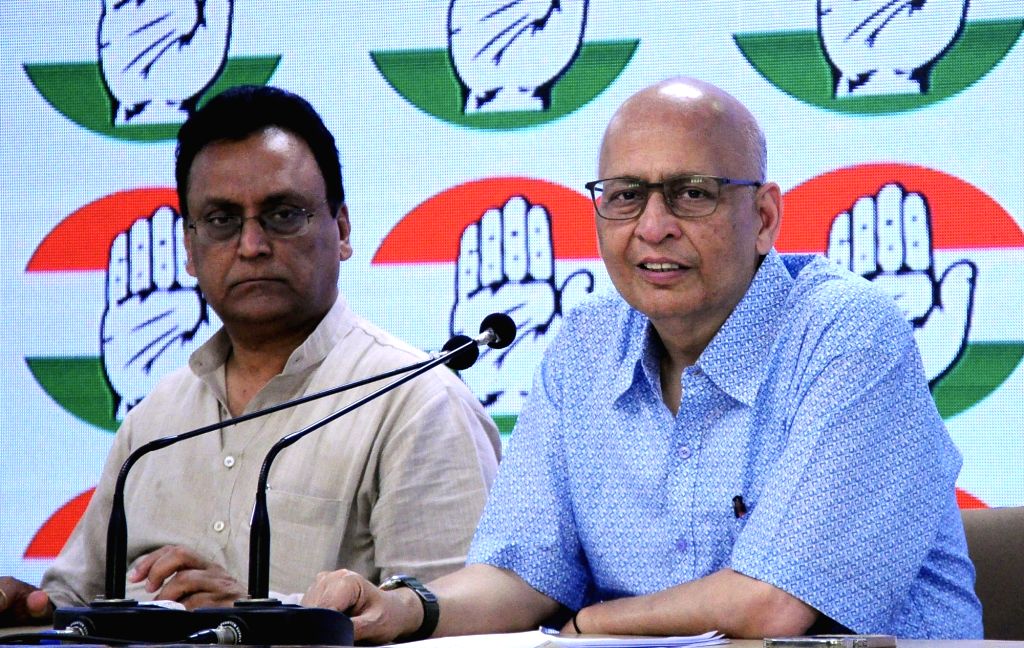 Congress leader Abhishek Manu Singhvi during a press conference