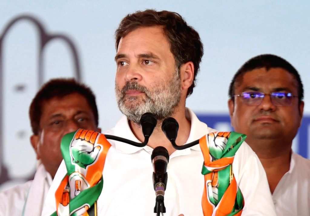 Congress leader Rahul Gandhi addresses a public meeting