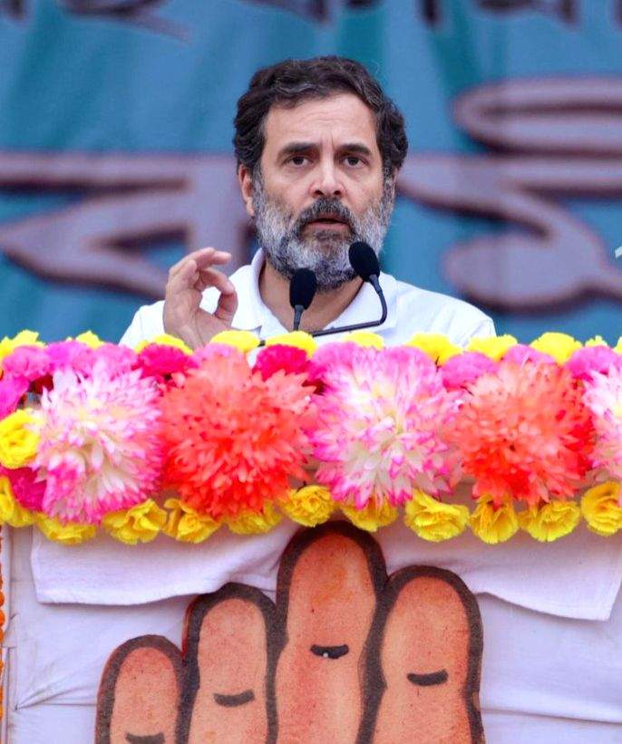 Congress leader Rahul Gandhi at a public rally during the 'Bharat Jodo ...