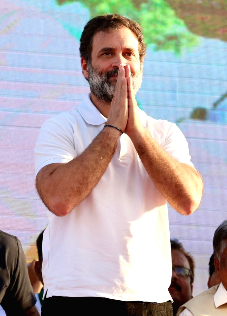 Congress leader Rahul Gandhi during a public meeting ahead of Karnataka ...