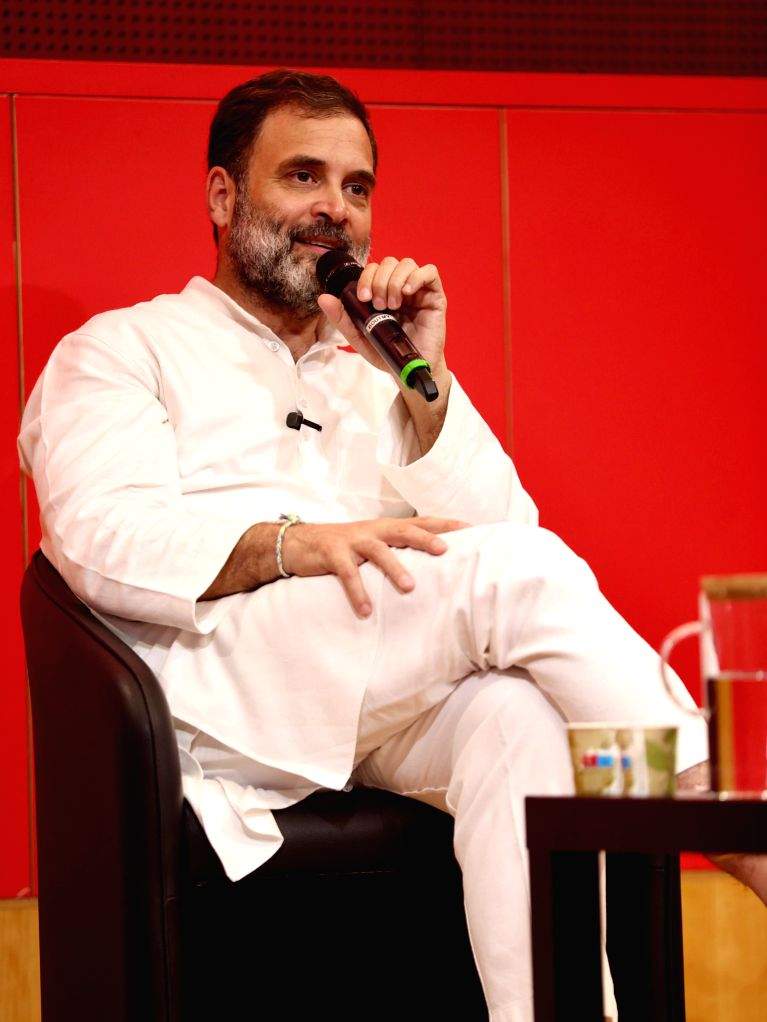 Congress leader Rahul Gandhi during a public interaction