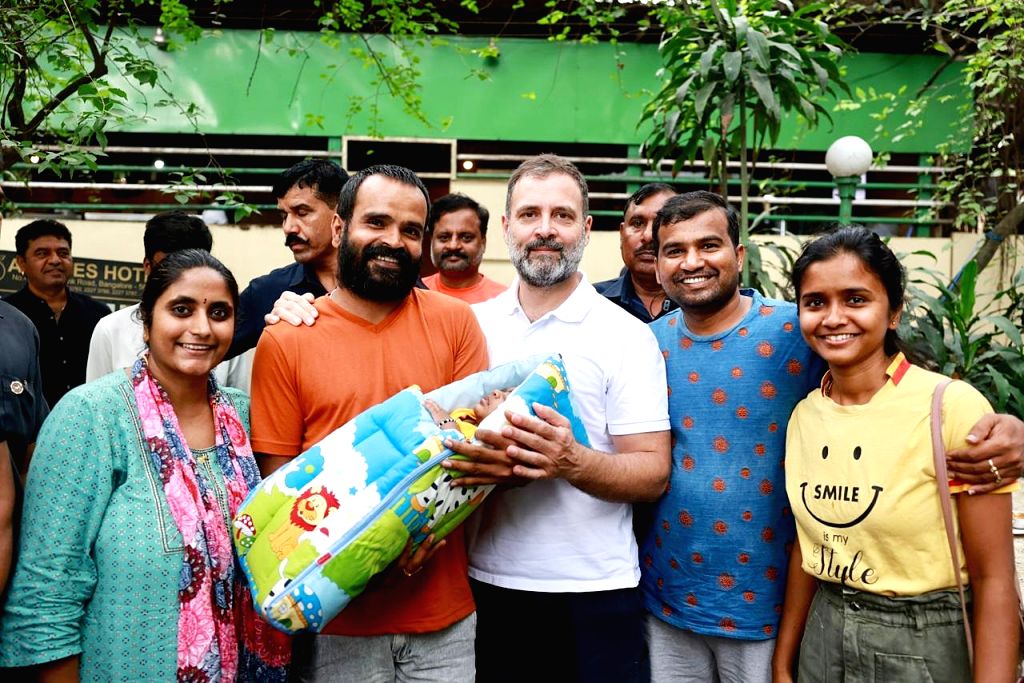Congress leader Rahul Gandhi interacts with people at a restaurant in ...